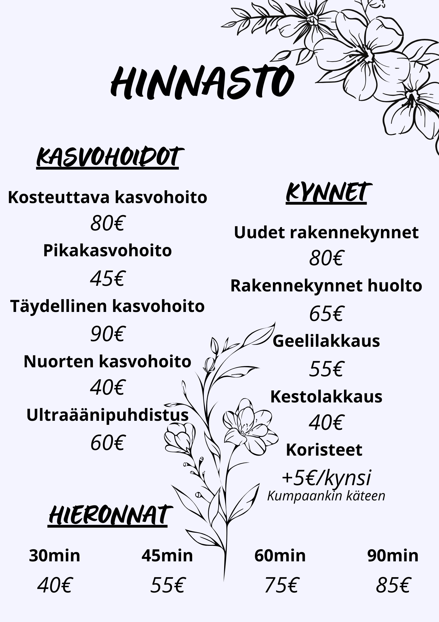 Iso hinnasto - Tasker